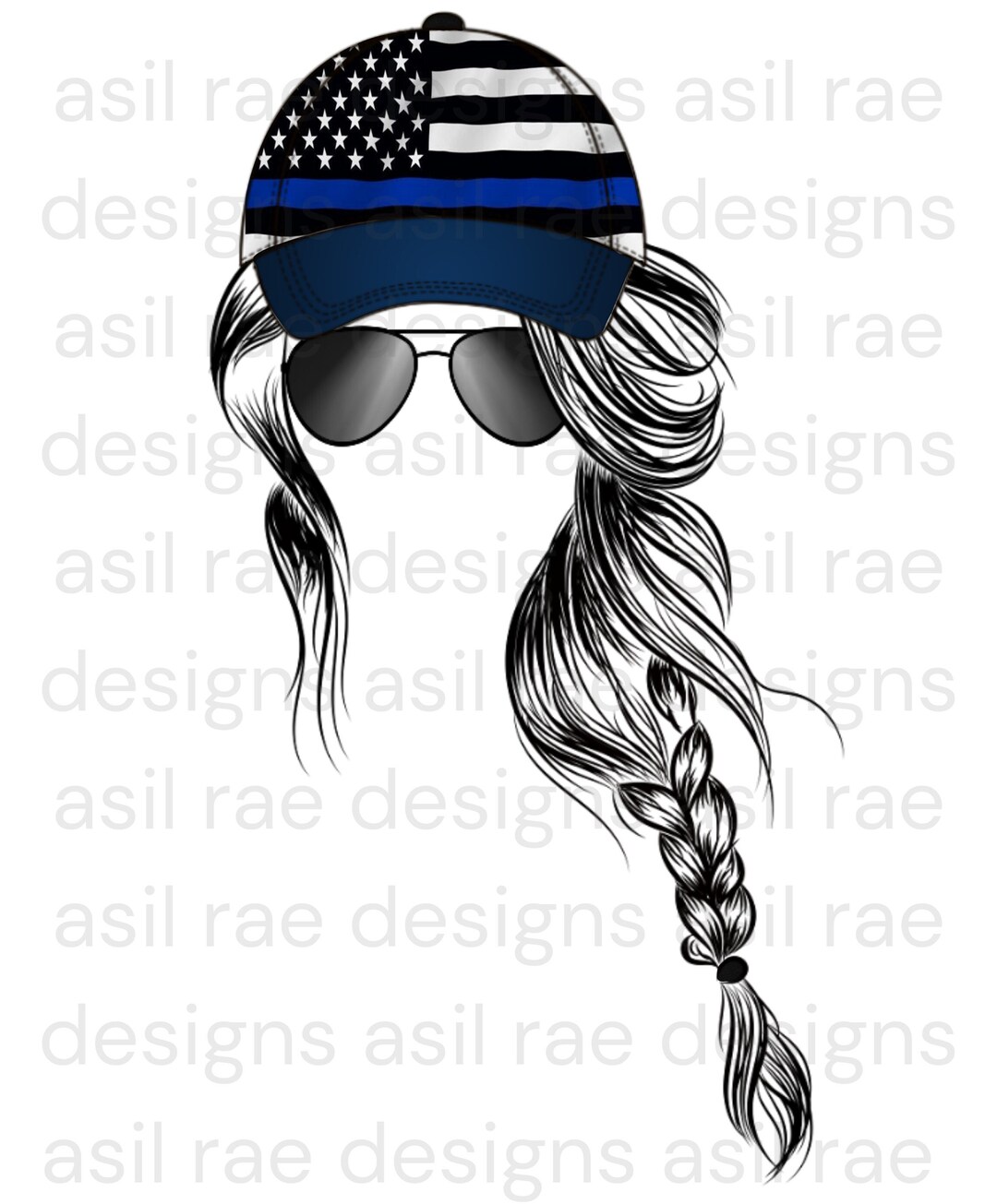 Back the Blue Hat Messy Bun - Braid PNG Digital Download Sublimation - Etsy