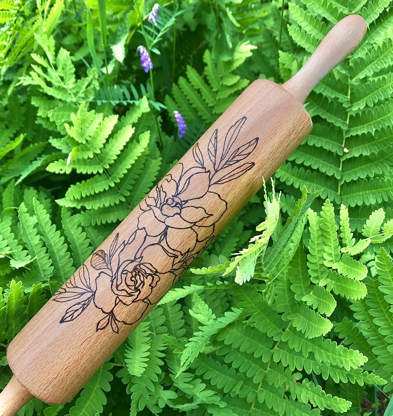 Floral Woodburned Rolling Pin - Etsy