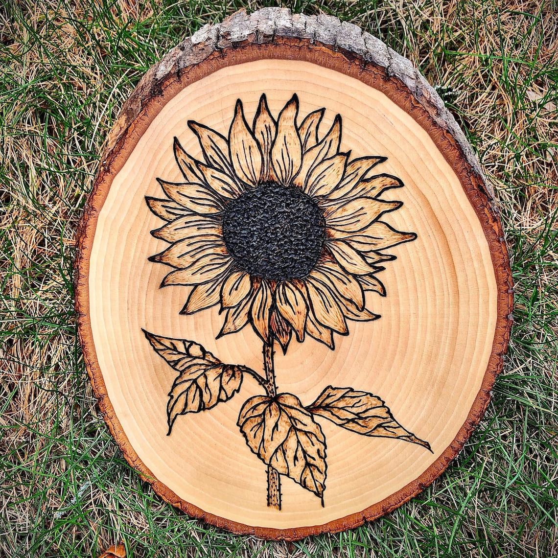 Sunflower Floral Woodburning - Etsy