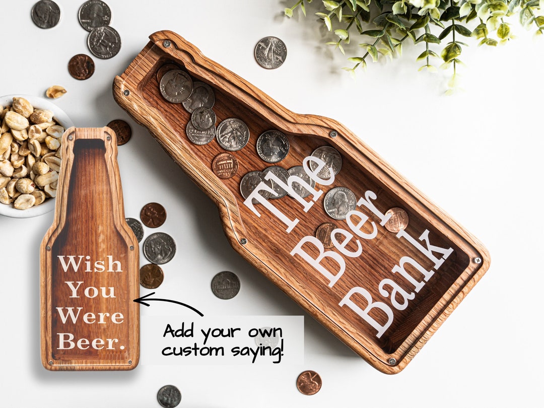 Engraved Beer Bank, Personalized Bottle Cap Saver Beer Gift, Adult ...