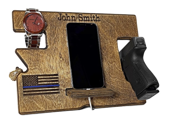 Gun Holder Wooden Pistol Stand Handgn Bedside Organizer | Etsy