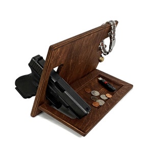 Wooden Pistol Holder, Wooden Docking Station Gun Holder, Personalized ...