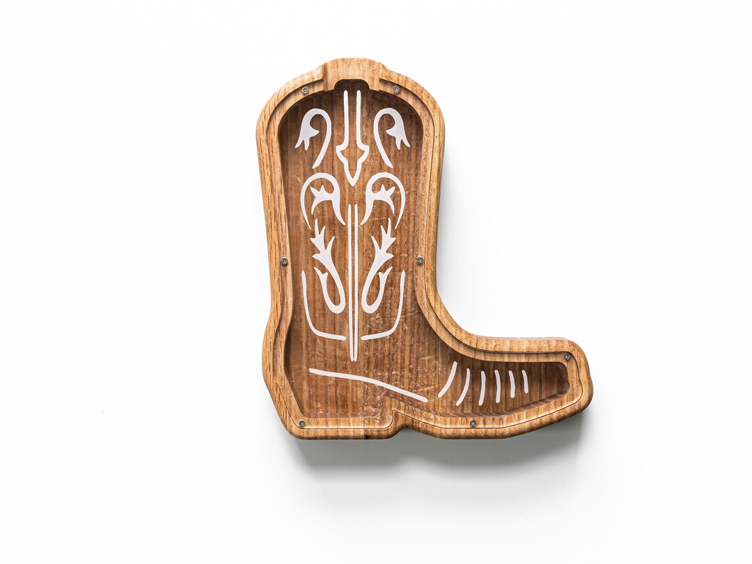 Boot Piggy Bank, Cowboy Boot Bank, Wooden Bank, Kids Piggy Bank - Etsy