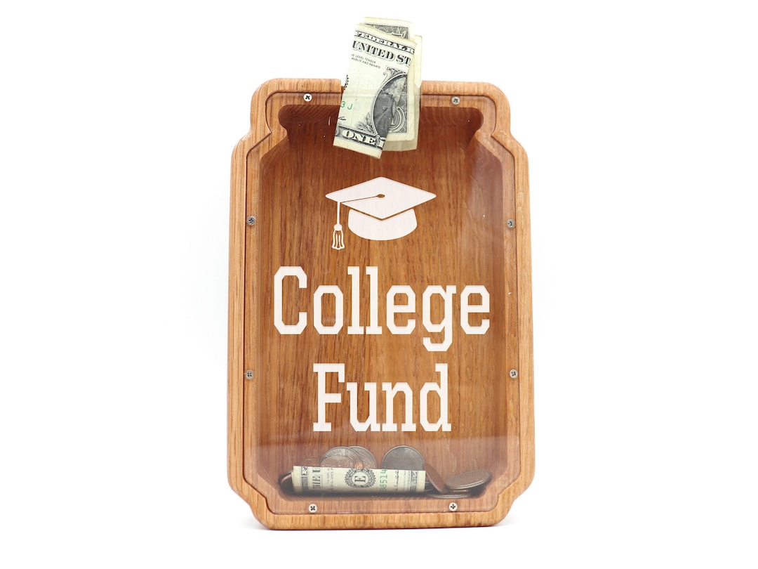 College Fund Savings Jar, Wood Piggy Bank, Back to School Gift, Mason ...