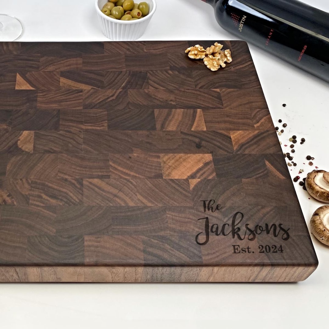Walnut Cutting Board Personalized, Walnut Chopping Block, Maple End ...
