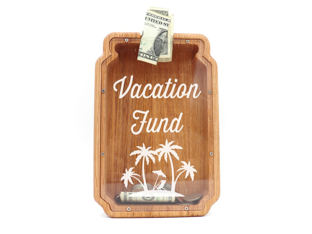 Vacation Fund Piggy Bank, Wood Mason Jar, Family Vacation Fund, Travel ...
