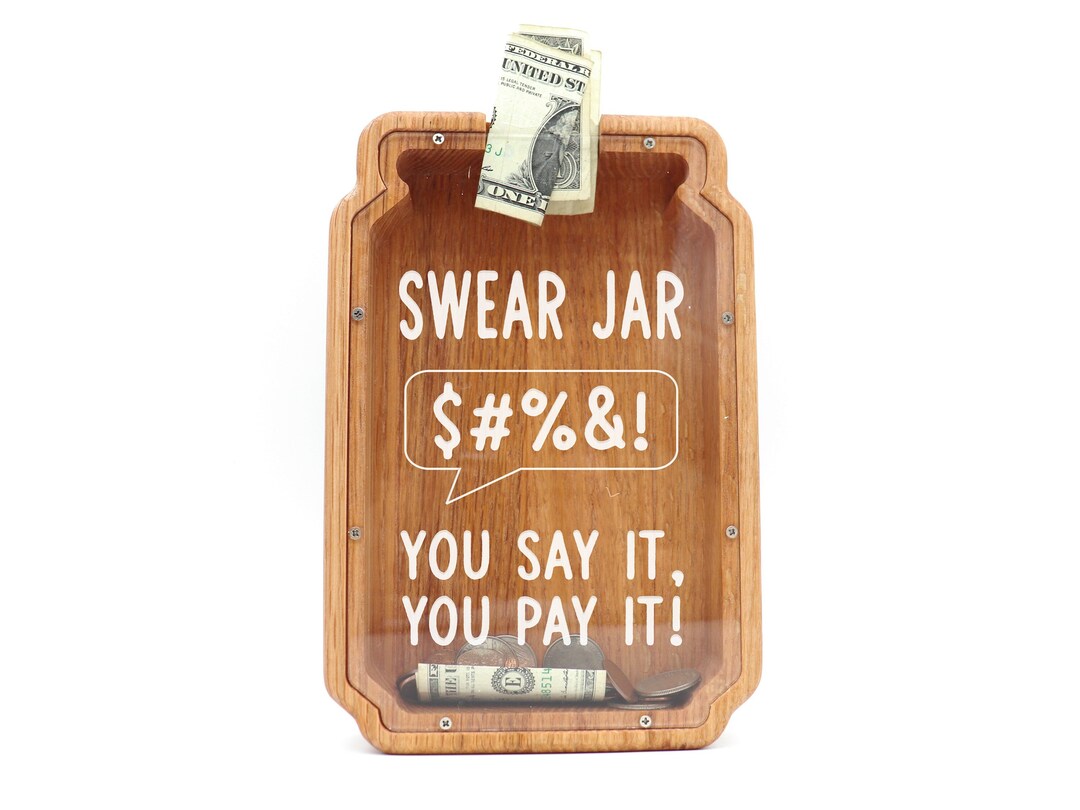 Swear Jar Piggy Bank, Wood Savings Jar, Cuss Word Jar, Family Vacation ...