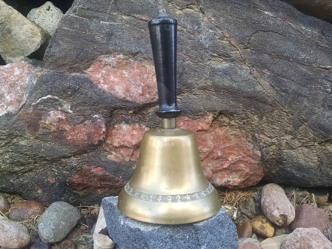 Antique Cast Bronze Brass School Bell Puritan 1492 - Etsy