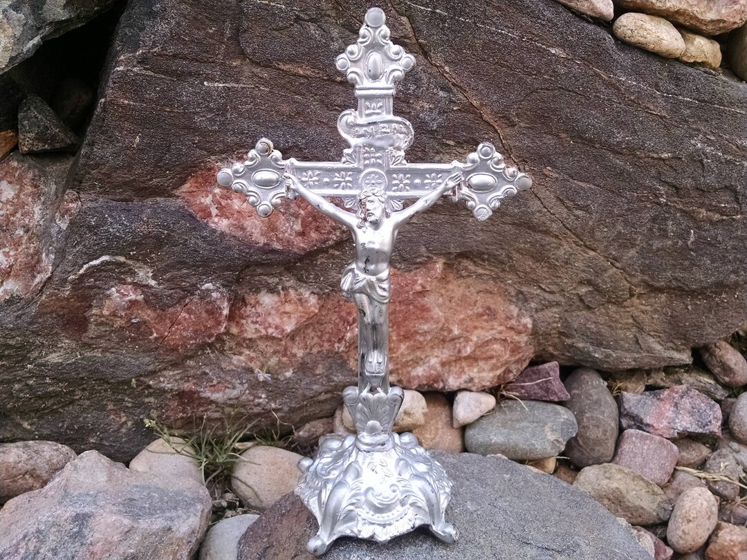 1800s 9" Victorian Era Cast Iron Cross With Rococo or Baroque ...