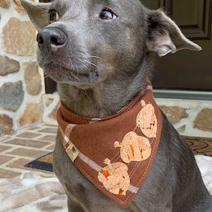 Fall Dog Bandana Plaid Dog Gift Orange Dog Bandana Thanksgiving Dog ...