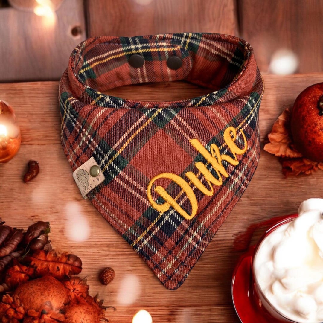 Dog Bandana Plaid Bandana Dog Gift Fall Dog Bandana Thanksgiving ...