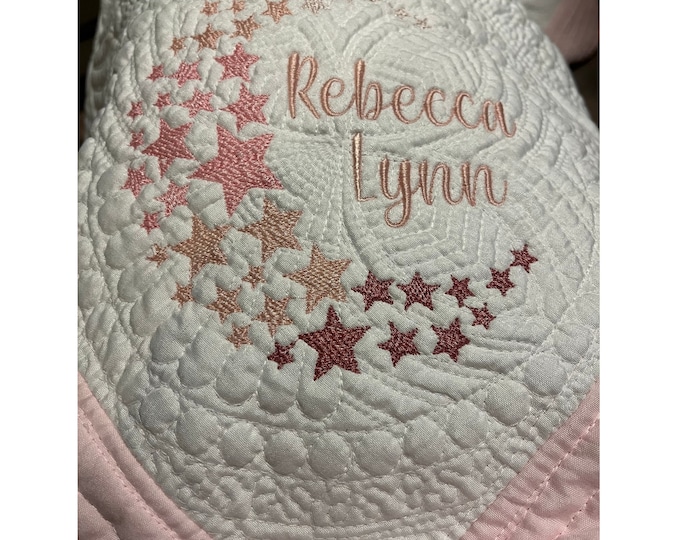 Custom Celestial Baby Quilt, Moon and Stars Ombre, New Baby Name ...