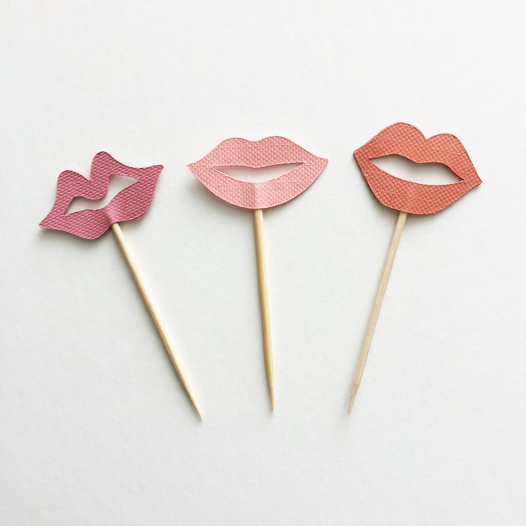12pc Assorted Lips Cupcake Toppers Food Decor Picks - Etsy