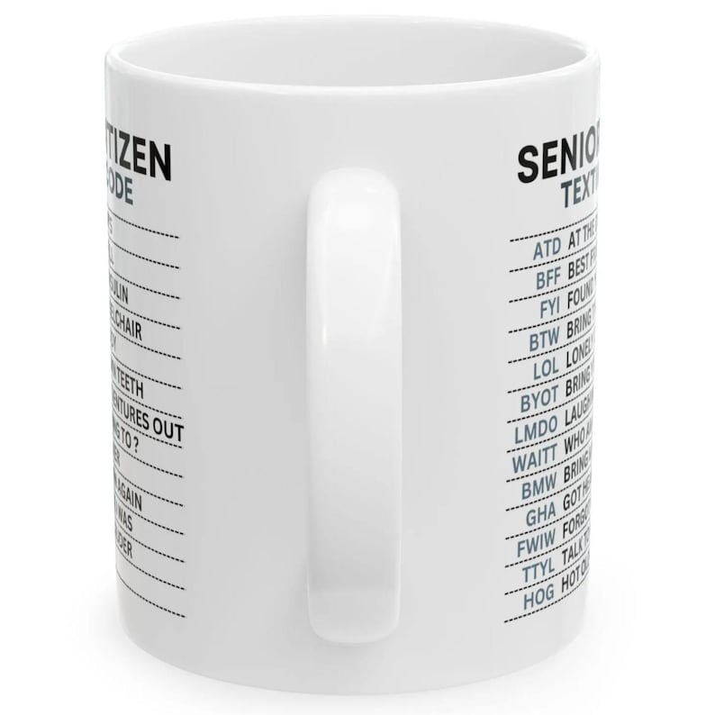 Senior Citizen Texting Code Coffee Mug: Funny Old People Humor Gift - Etsy