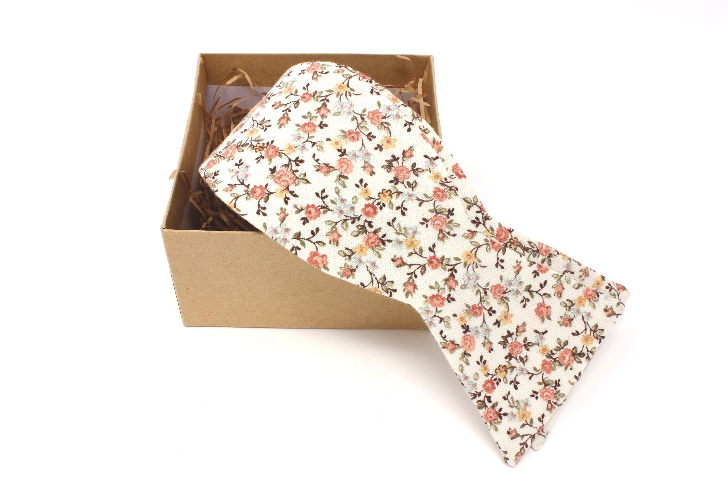 Peach Pink Floral Bow Tie - Freestyle Bow Tie - Peach Self-tie Bow Tie ...