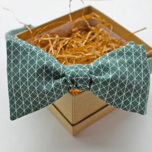 Green Triangle Pattern Bow Tie - Mens Freestyle Bow Tie - Womens Bow ...