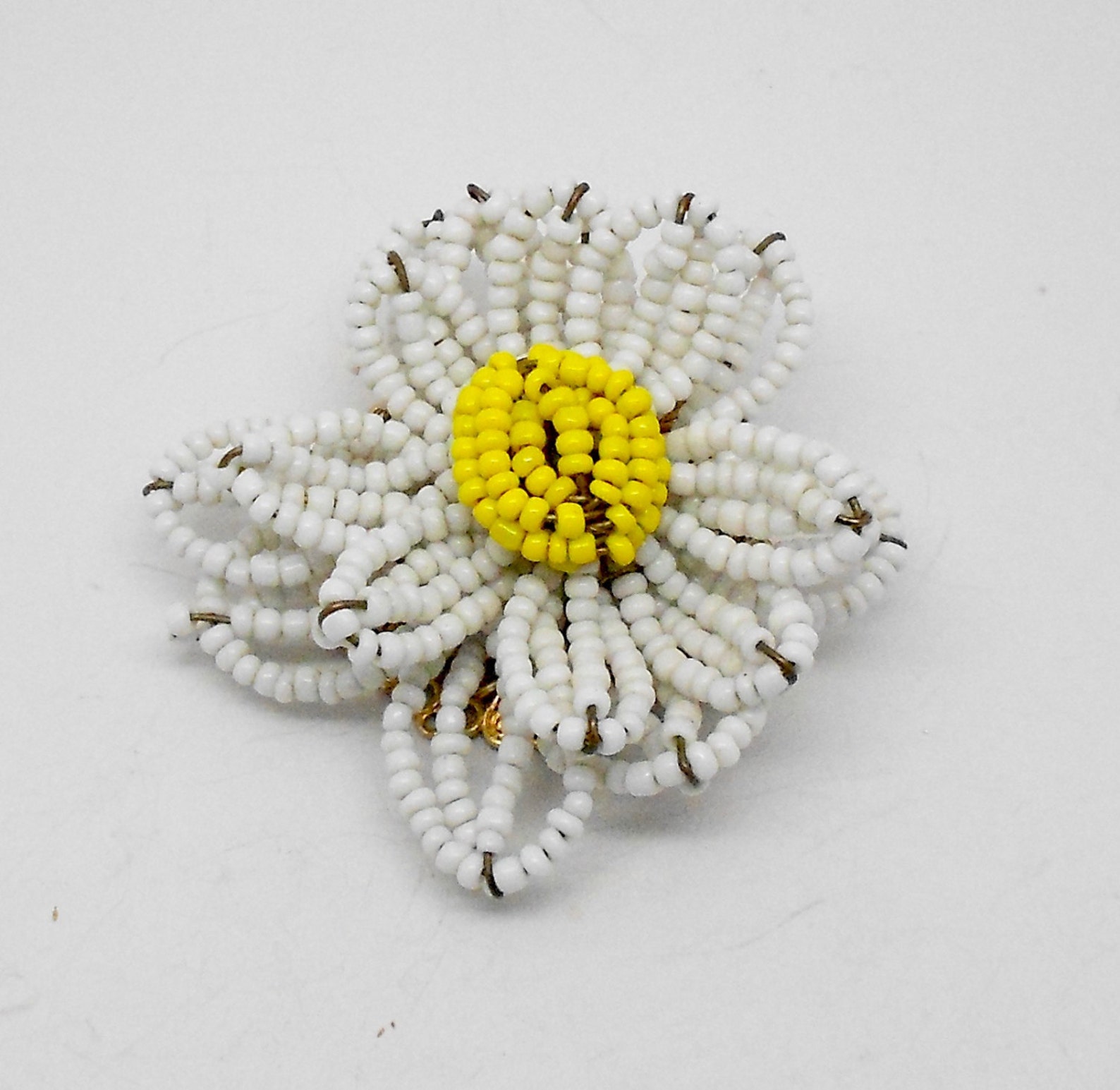 Rare Vintage Signed Miriam Haskel Beaded White Flower Brooch - Etsy