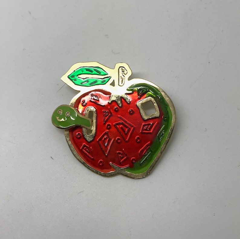 Vintage Figural Apple With Worm Lapel Pin--two Hands - Etsy
