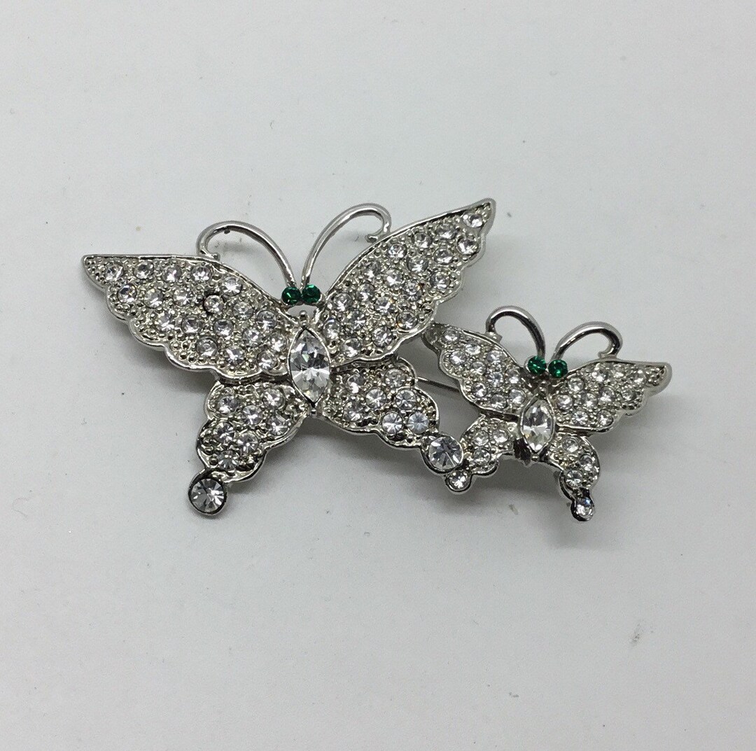 Vintage Rhinestone Butterfly Brooch - Etsy