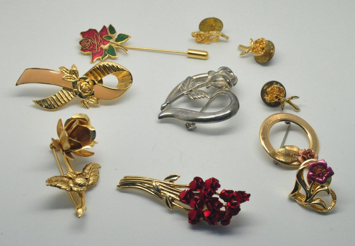 Vintage Romantic Rose Brooch Lot of 10 - Etsy