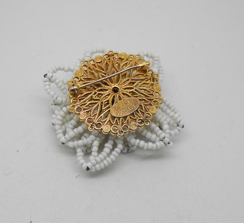 Rare Vintage Signed Miriam Haskel Beaded White Flower Brooch - Etsy