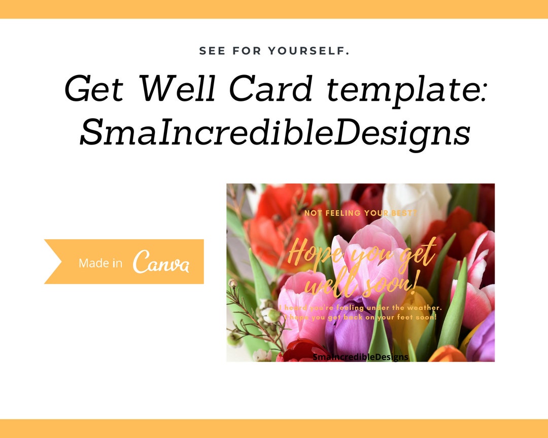 Digital Get Well Soon Card Template - Etsy