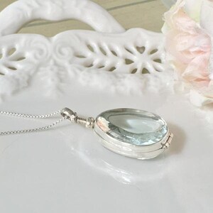Double Sided Vintage Style Glass Locket Pendant Necklace | Sterling ...