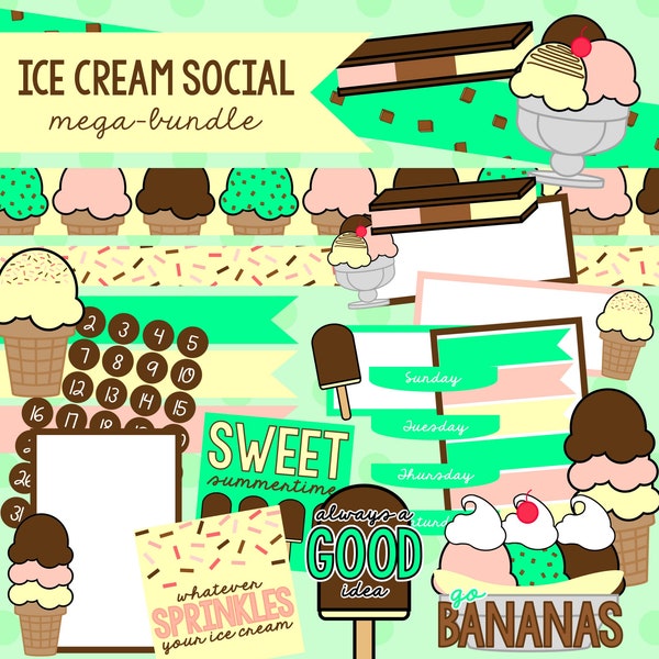 Ice Cream Social Clipart - Etsy