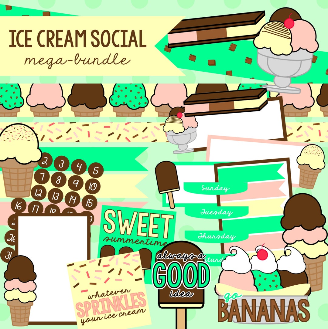 Ice Cream Social Clipart Bundle - Etsy