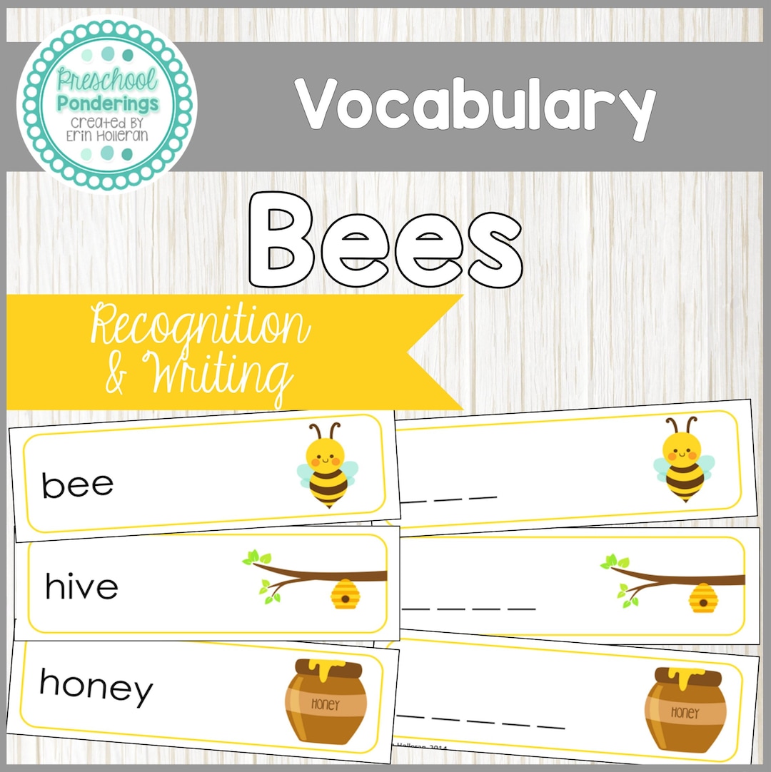 Bee Vocabulary Cards and Spelling Practice - Preschool Language - Etsy