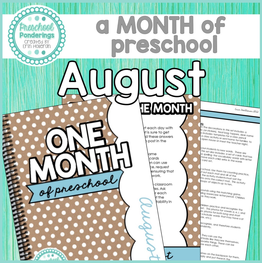 Preschool Lesson Plans and Materials - August - Etsy