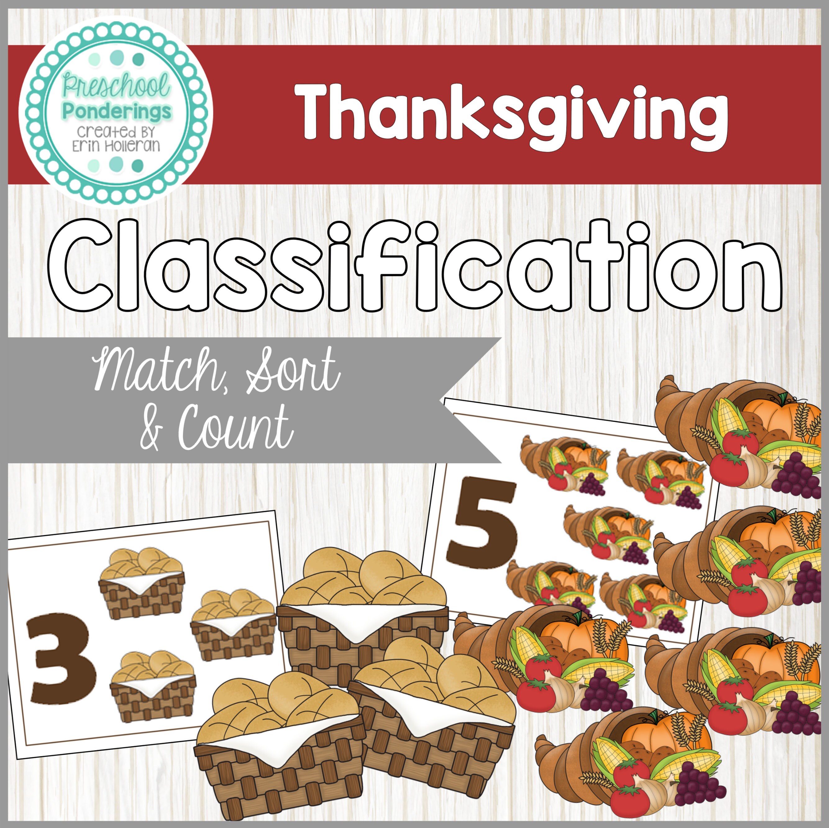 Match, Sort, and Count Printable Thanksgiving Math Activity - Etsy