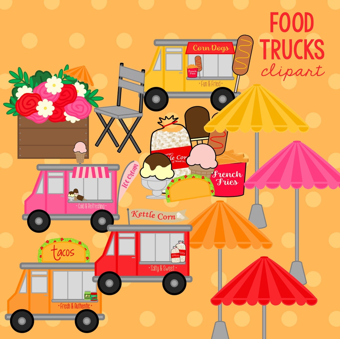 Food Trucks Clipart - Digital Illustrations - Etsy