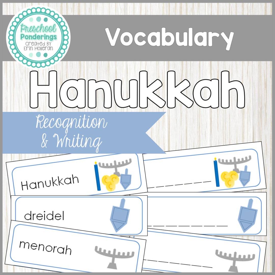 Hanukkah Vocabulary Cards and Spelling Practice Preschool Language - Etsy