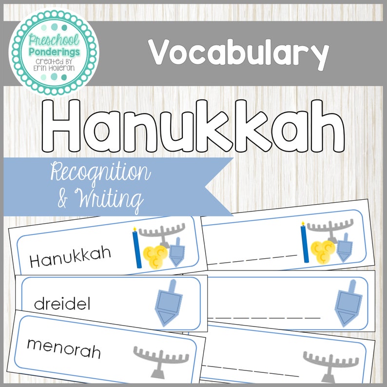 Hanukkah Vocabulary Cards and Spelling Practice - Preschool Language ...