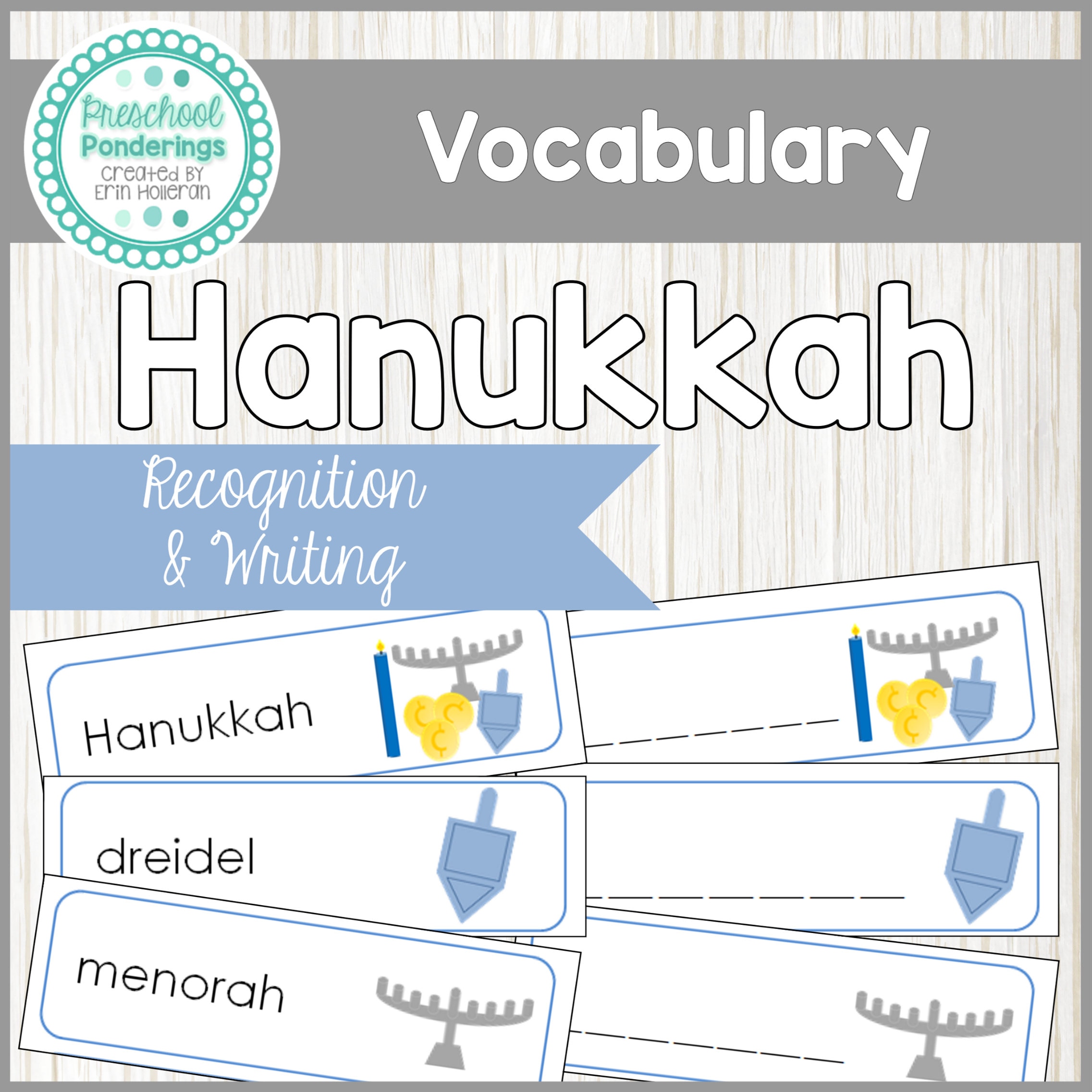 Hanukkah Vocabulary Cards and Spelling Practice Preschool Language ...