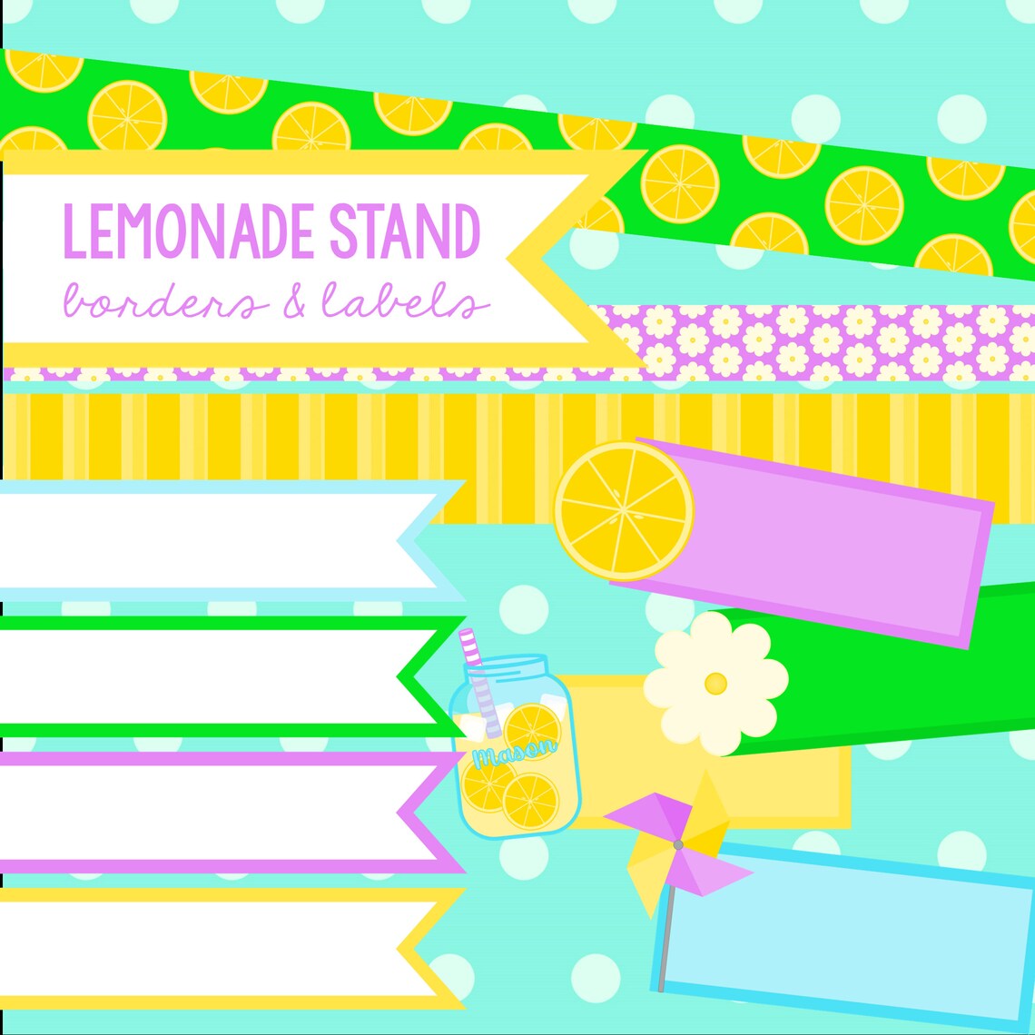 Lemonade Stand Borders and Labels Clipart - Etsy