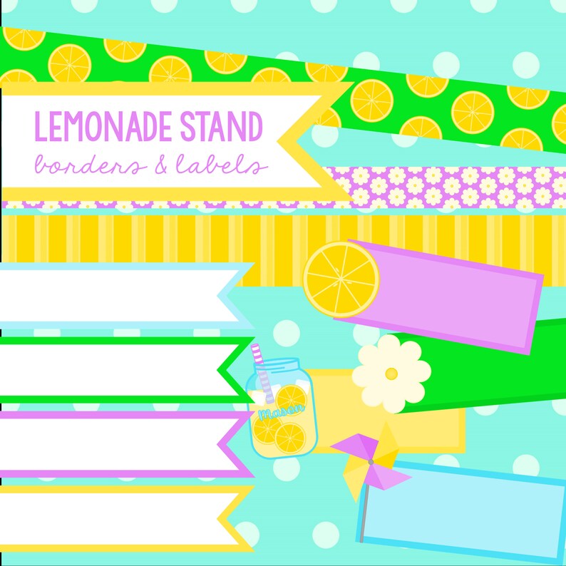 Lemonade Stand Borders and Labels Clipart - Etsy