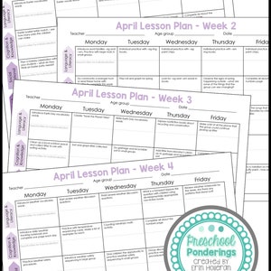 Preschool Lesson Plans and Materials - April - Etsy