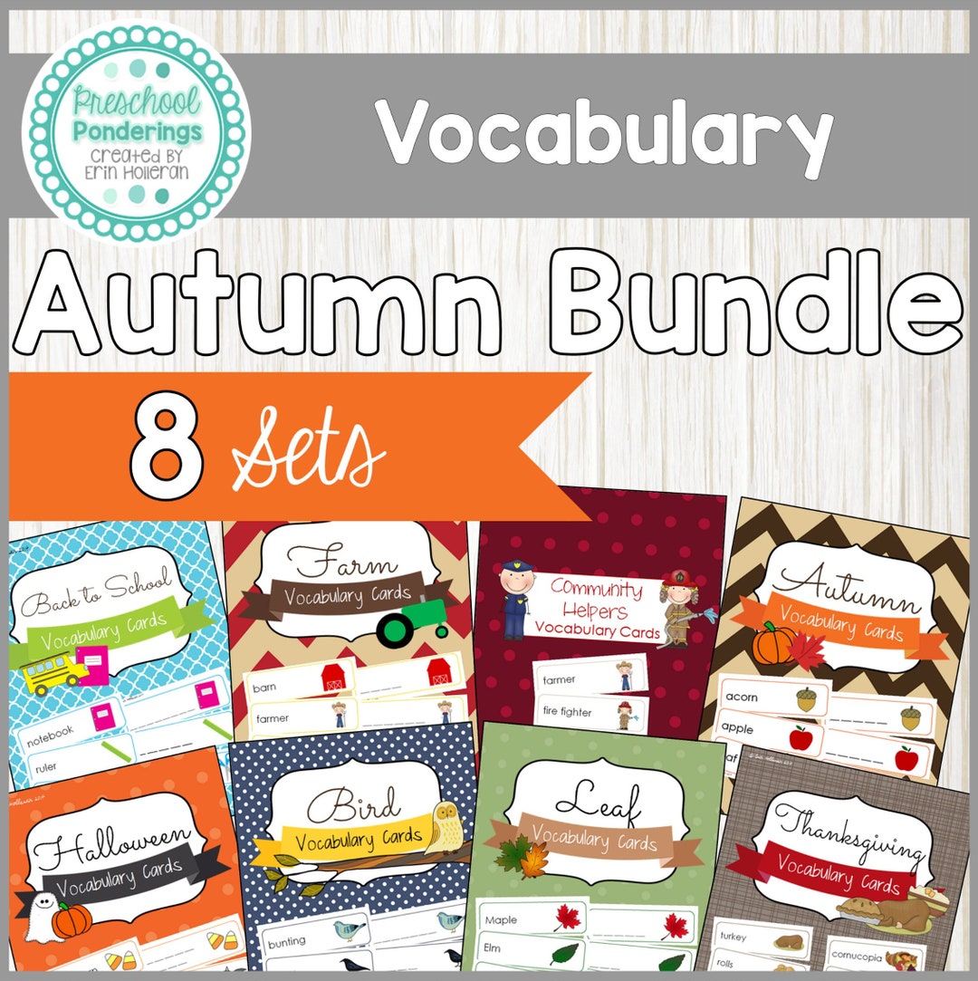 Autumn Themes and Holidays Vocabulary Card Bundle - Preschool Language ...