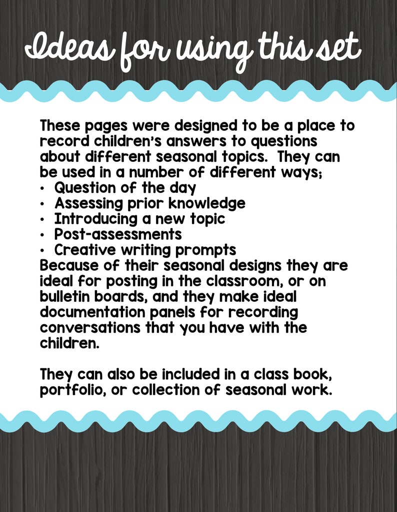Open Ended Questions for Preschool - Seasonal Discussion Starters - Etsy