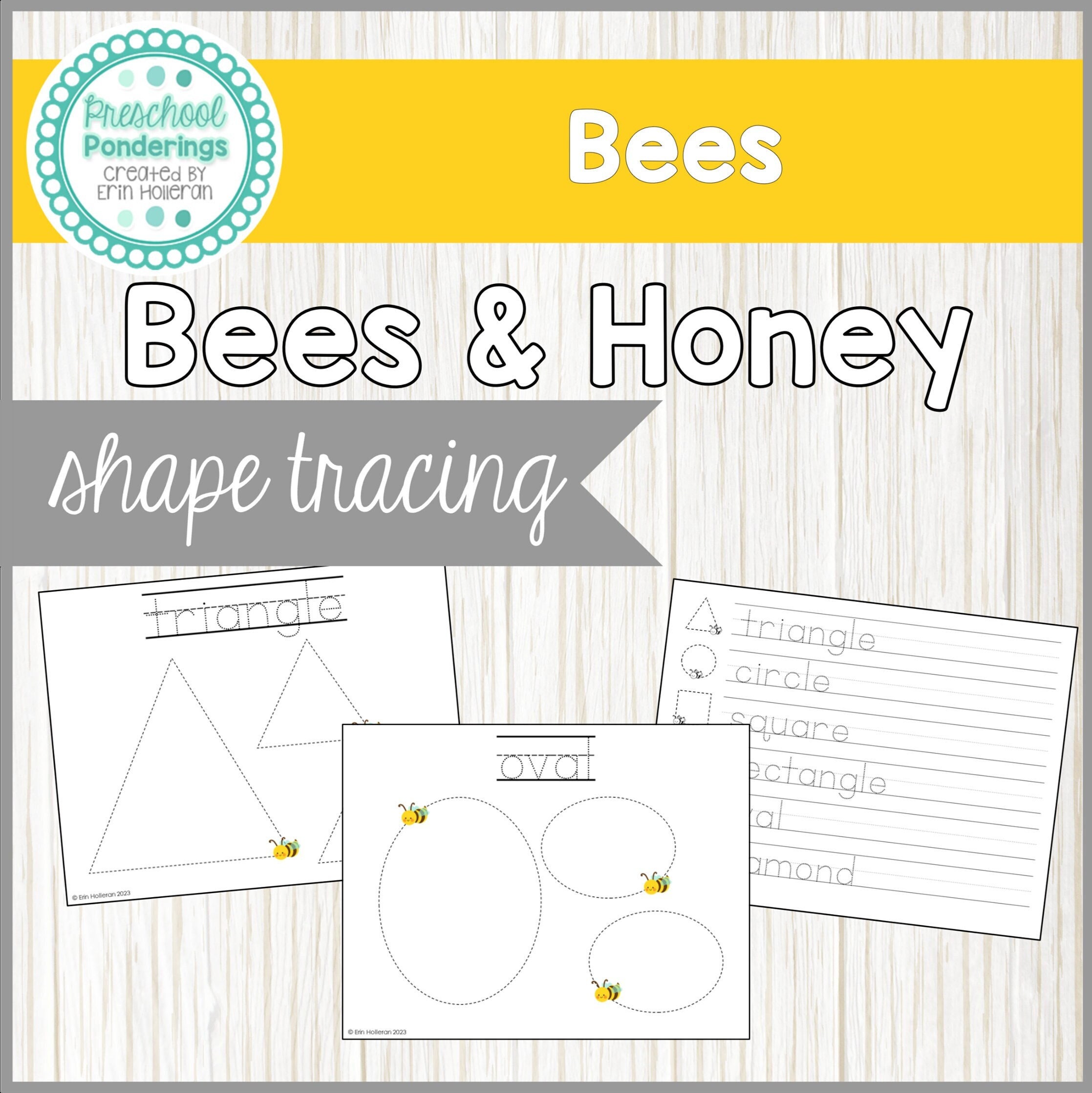 Preschool Shape Tracing Bee Theme for Spring or Summer Math - Etsy