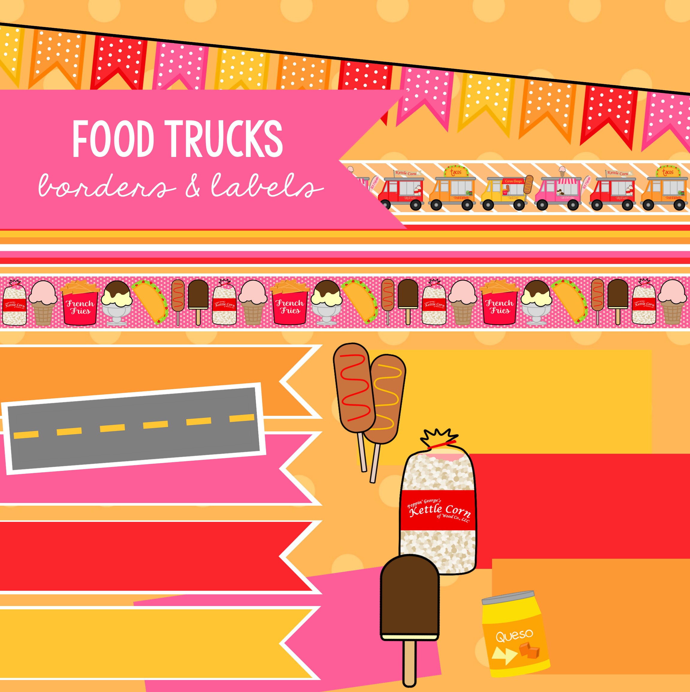 Food Trucks Clipart - Borders and Labels - Etsy