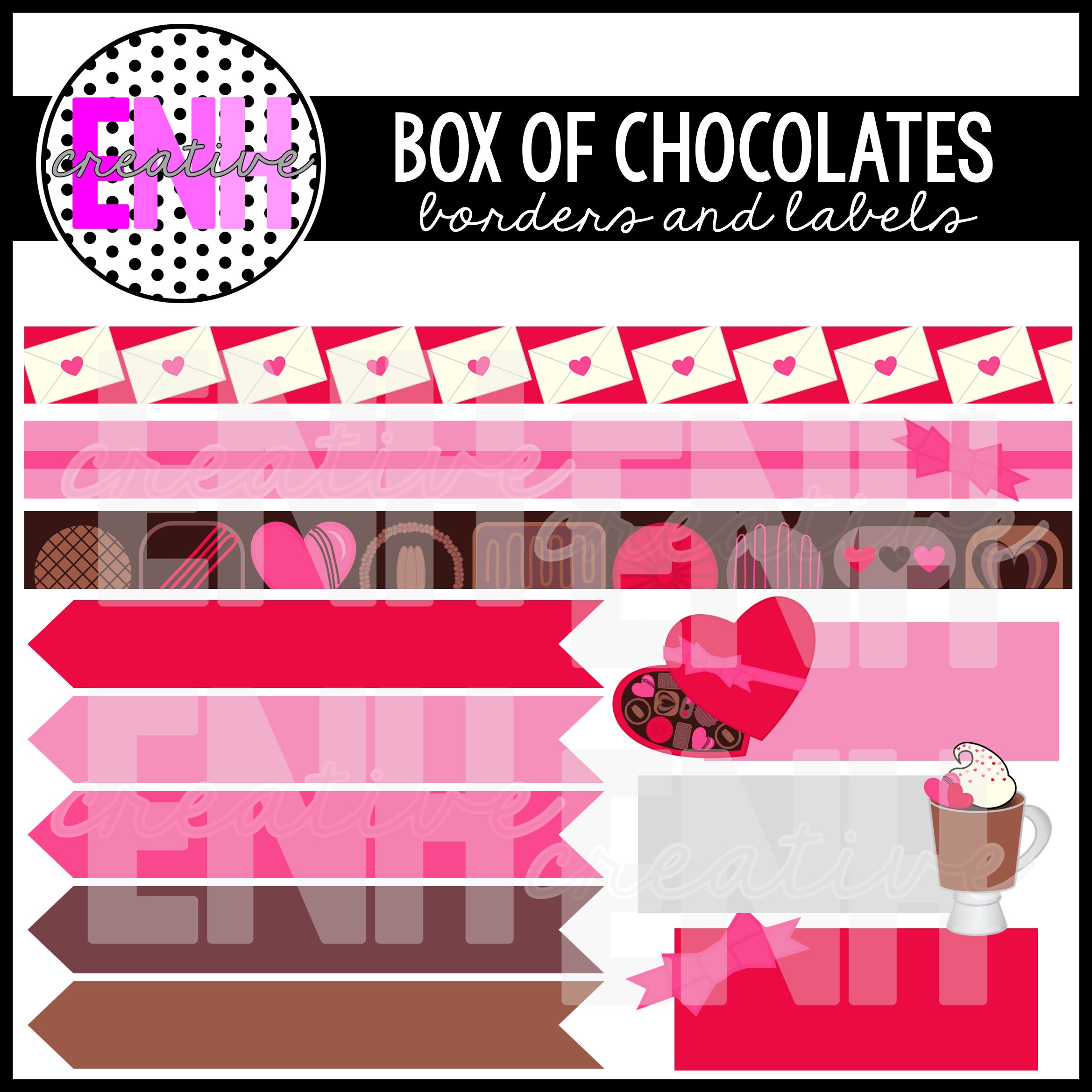 Valentine Chocolates Clipart Borders and Labels - Etsy
