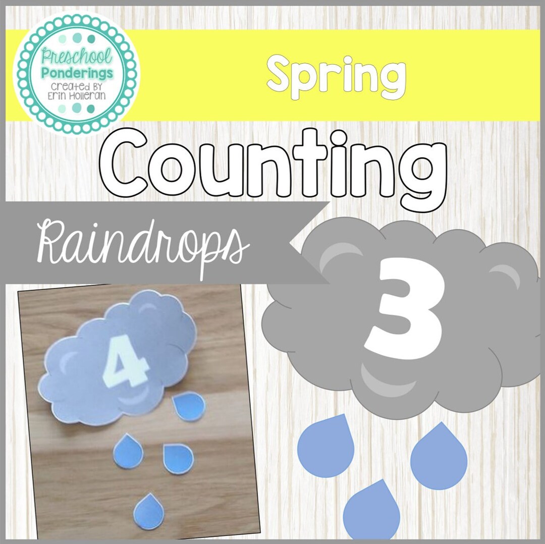 Spring Weather - Preschool Math Raindrop Numbers and Counting - Etsy