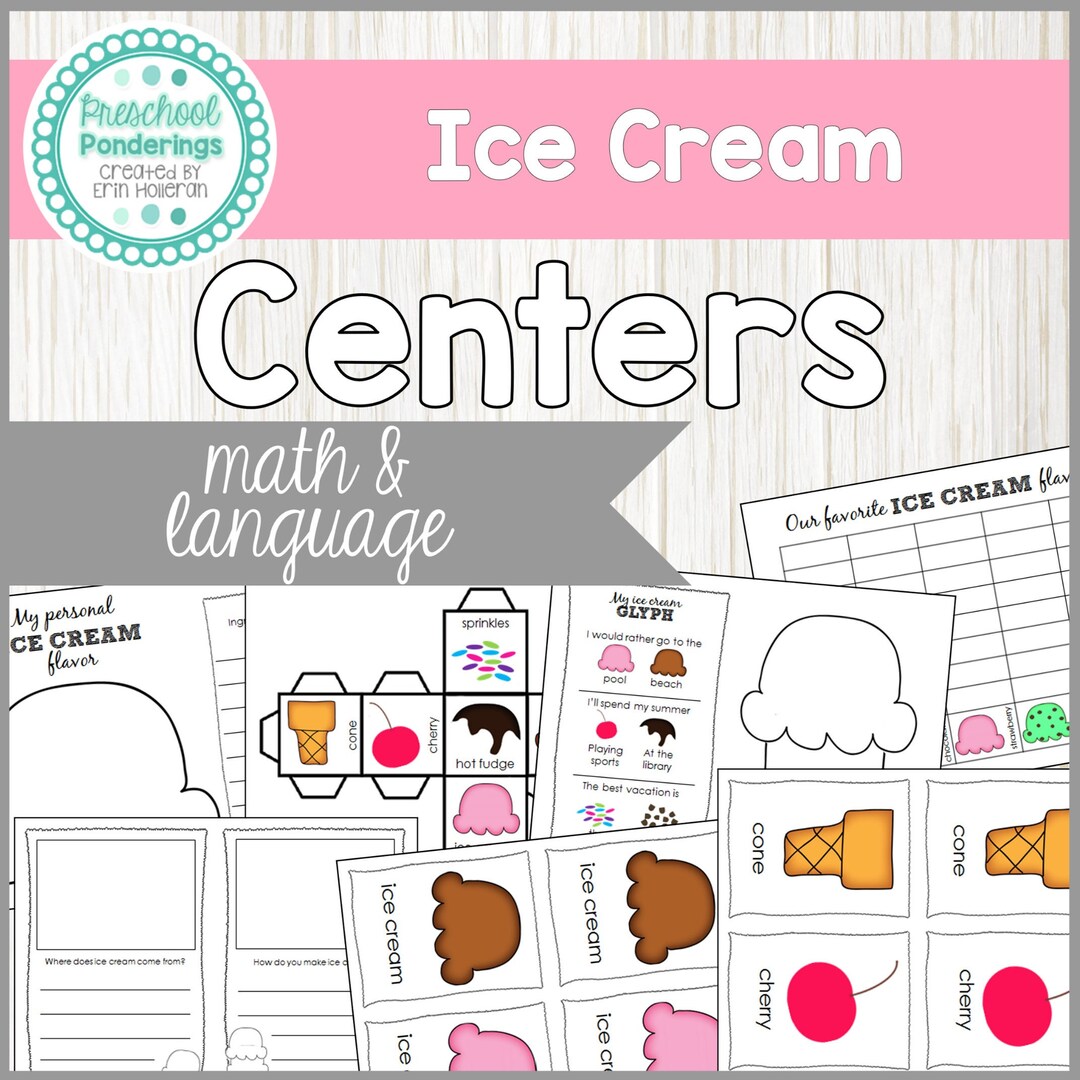 Ice Cream - Preschool and Kindergarten Language and Math Centers - Etsy