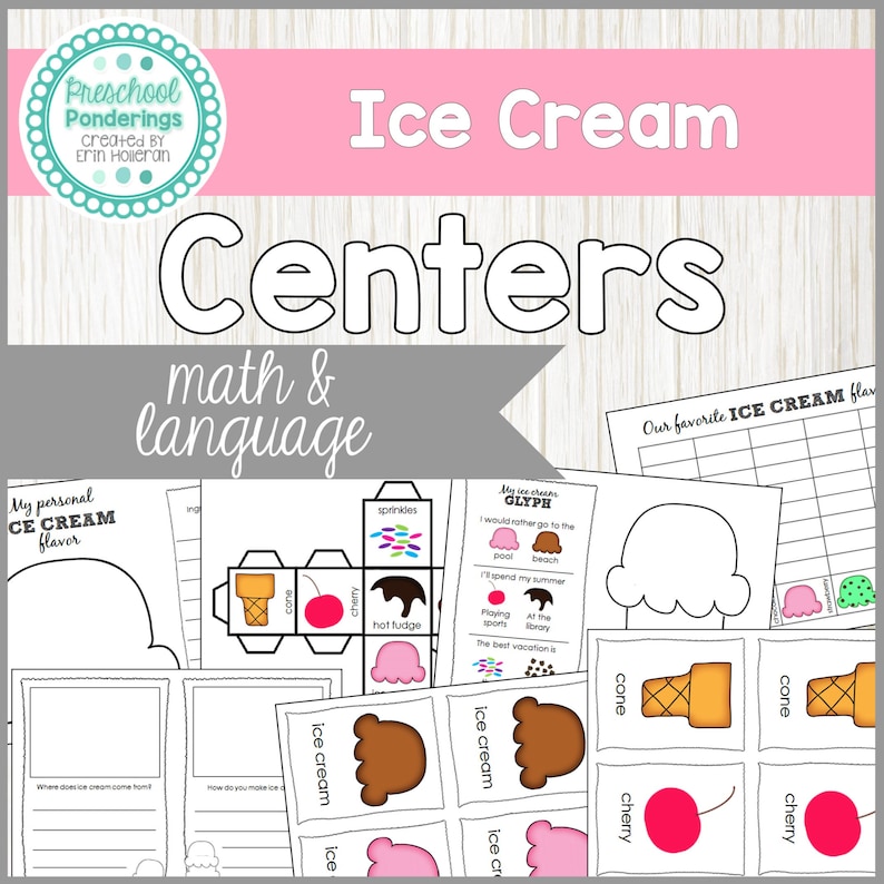 Ice Cream - Preschool and Kindergarten Language and Math Centers - Etsy