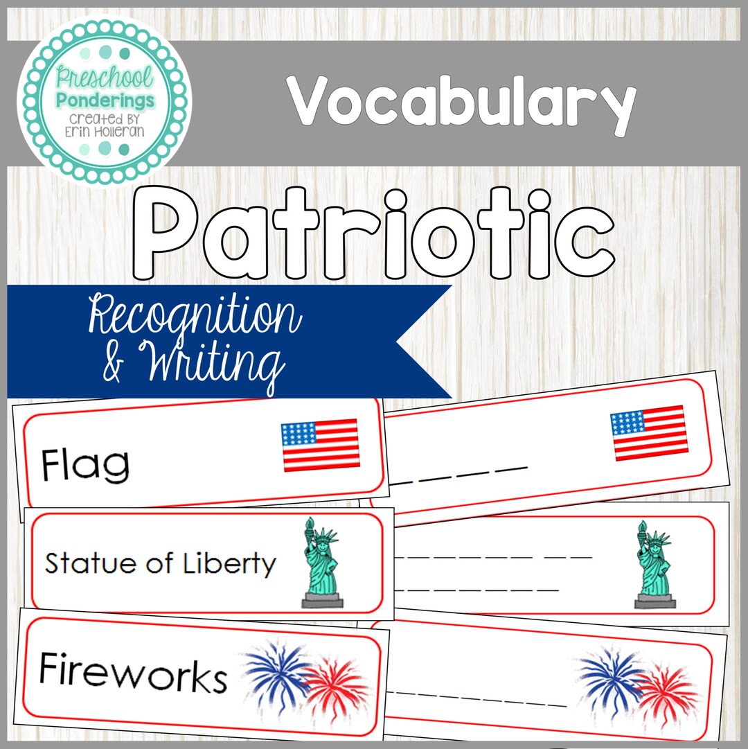 Patriotic Vocabulary Cards and Spelling Practice - Preschool Language ...