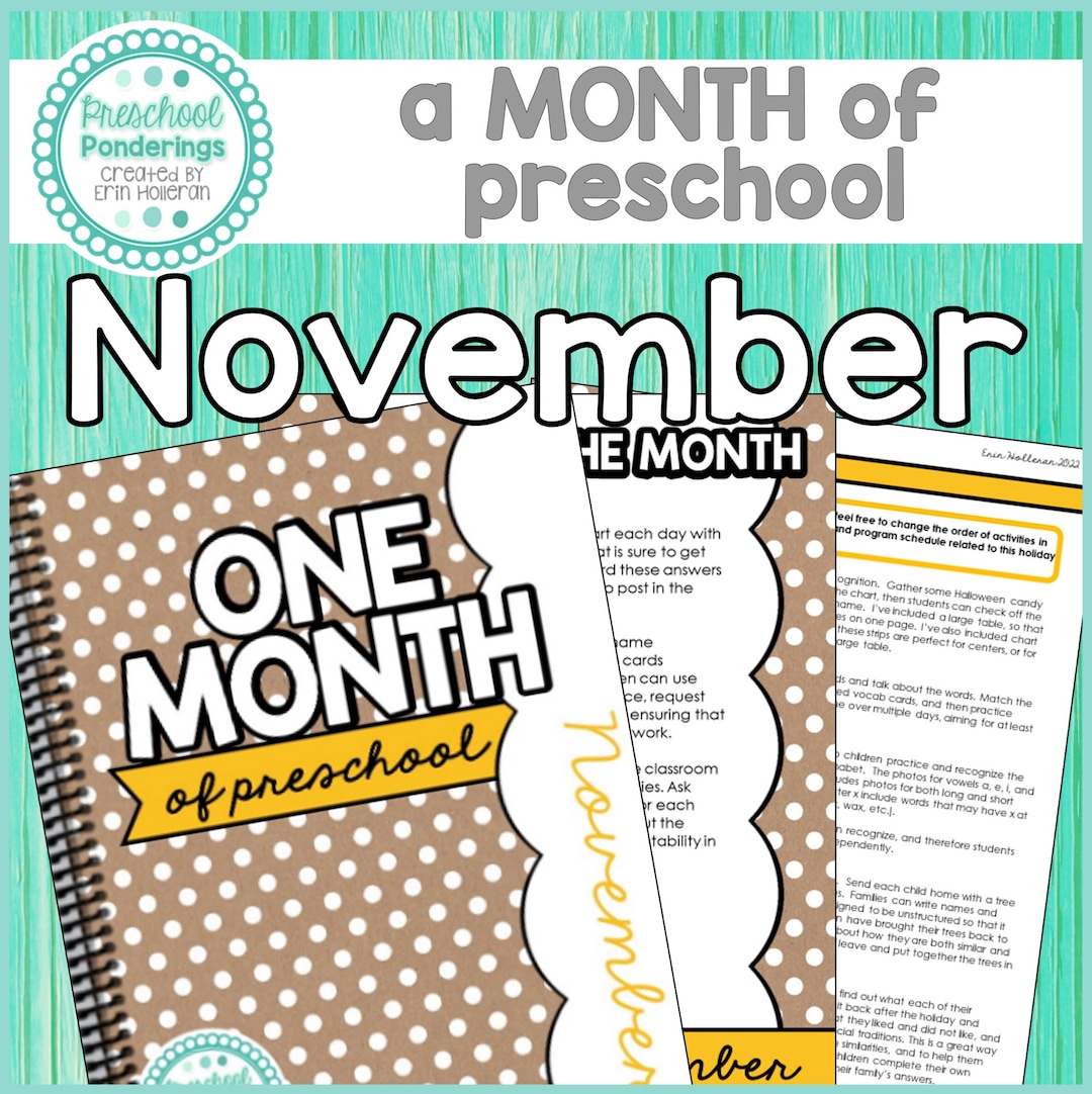 Preschool Lesson Plans - November - Etsy
