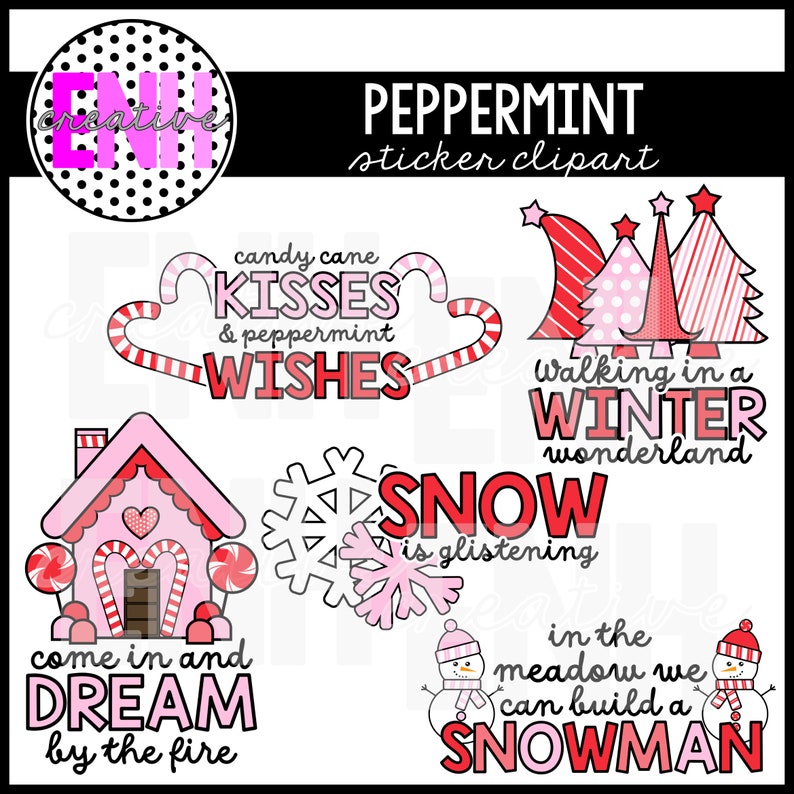 Peppermint Christmas Sticker Clipart - Etsy